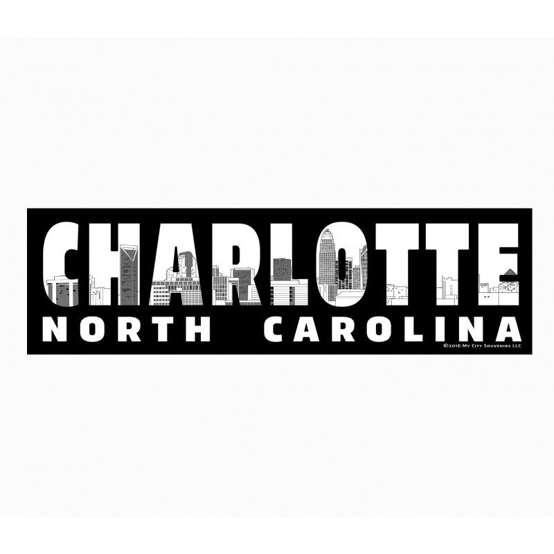 Panoramic Metal Magnet - Charlotte Letters Skyline